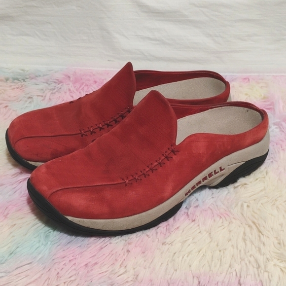 Merrell | Shoes | Merrell Red Suede Moc Shoes Sz9 Gently Worn | Poshmark